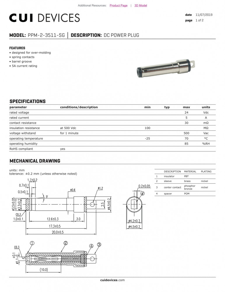 PPM-2-3511-SG datasheet page 1