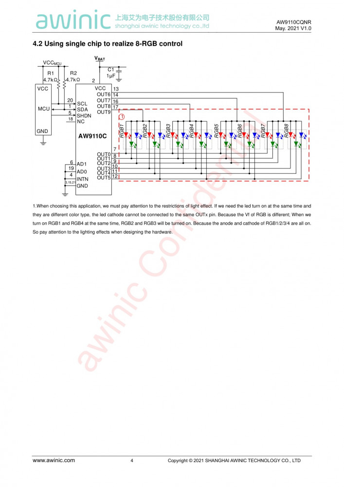 AW9110CQNR technical document page 4