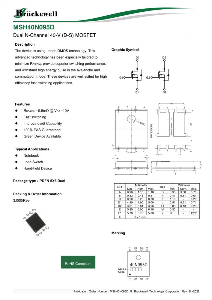 MSH40N095D datasheet page 1