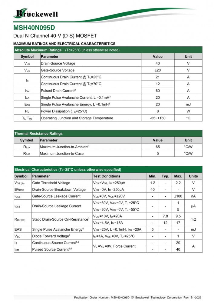 MSH40N095D datasheet page 2