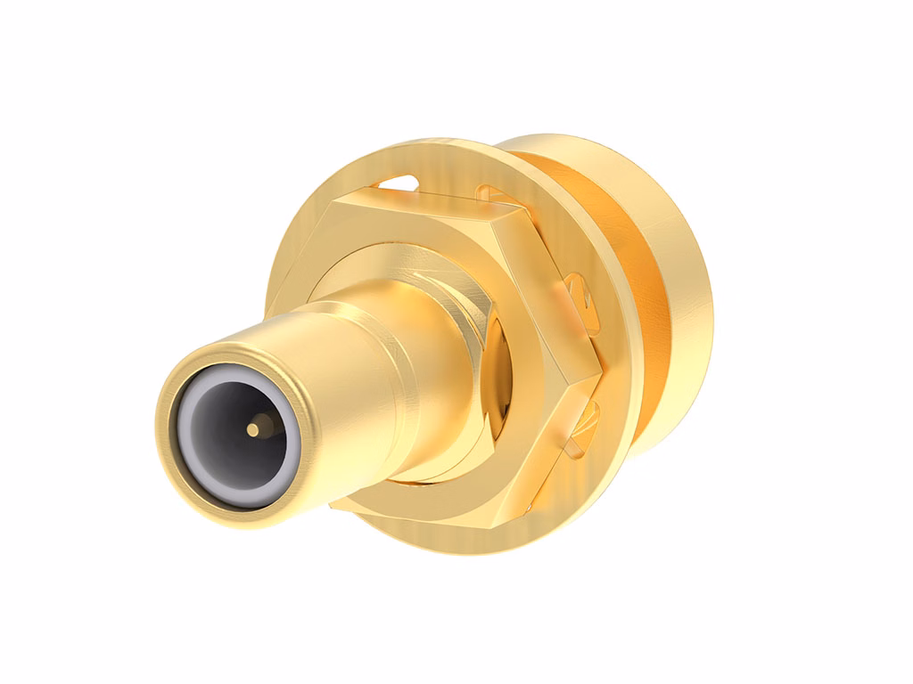 MMCX Plug, Straight, Crimp, RG-174, RG-188 and RG-316 Cable, Brass Body, Gold (Au) Plated, IP69K, Bag, 50 Ohms