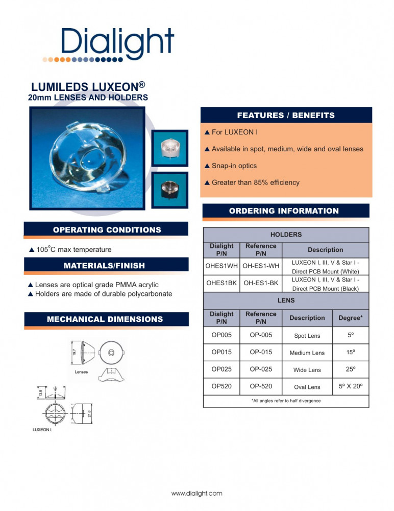 Dialight OP520 technical document page 1