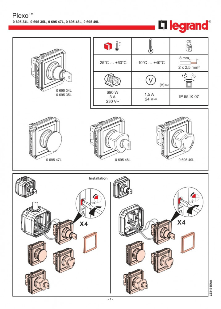 Legrand product documentation page 1
