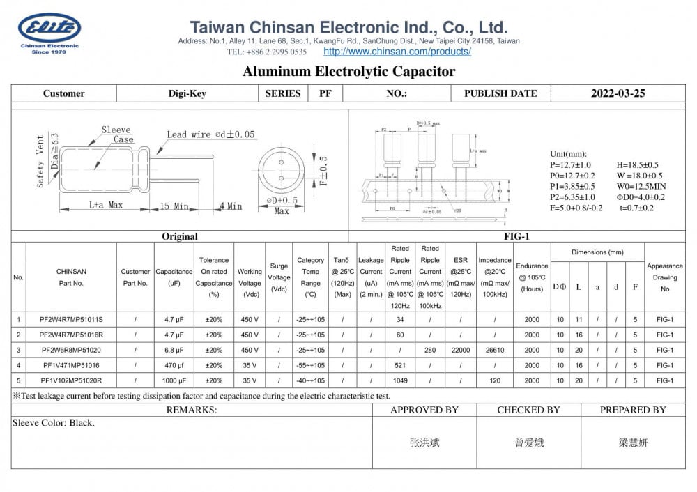 Chinsan PF series datasheet page 8