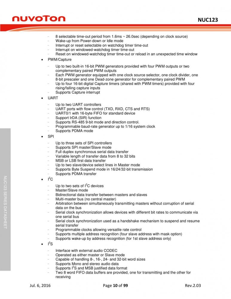 NUC123 datasheet page 10