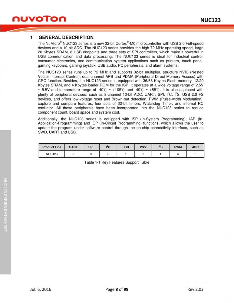 NUC123 datasheet page 8