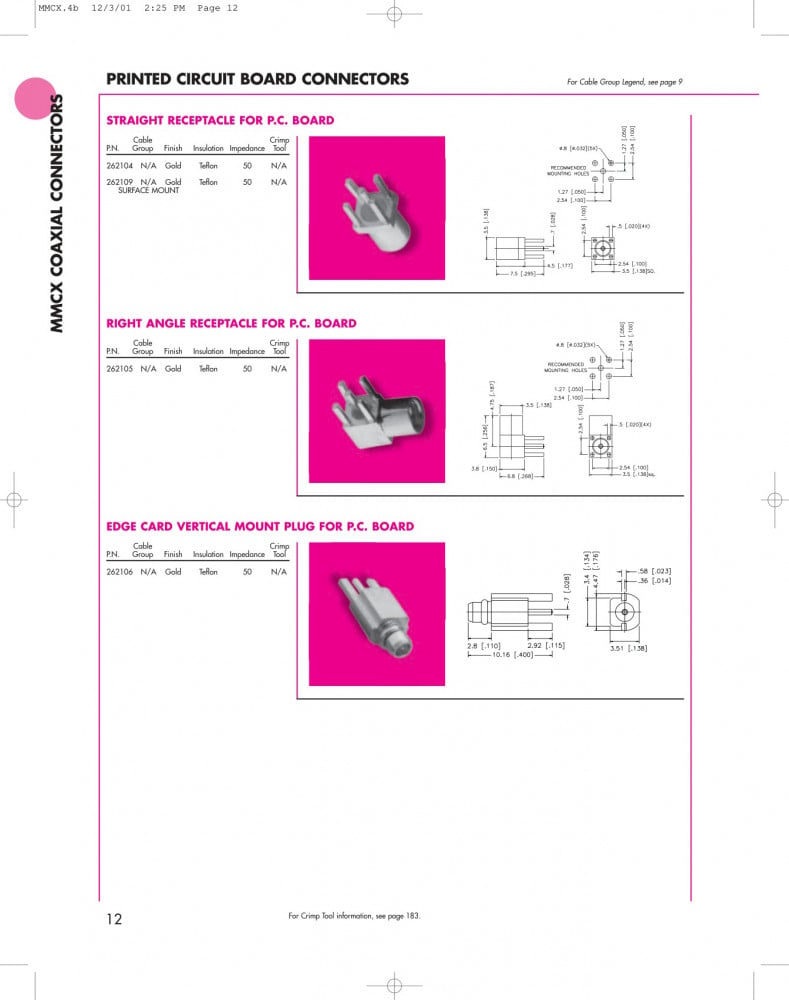Amphenol MMCX documentation page 6