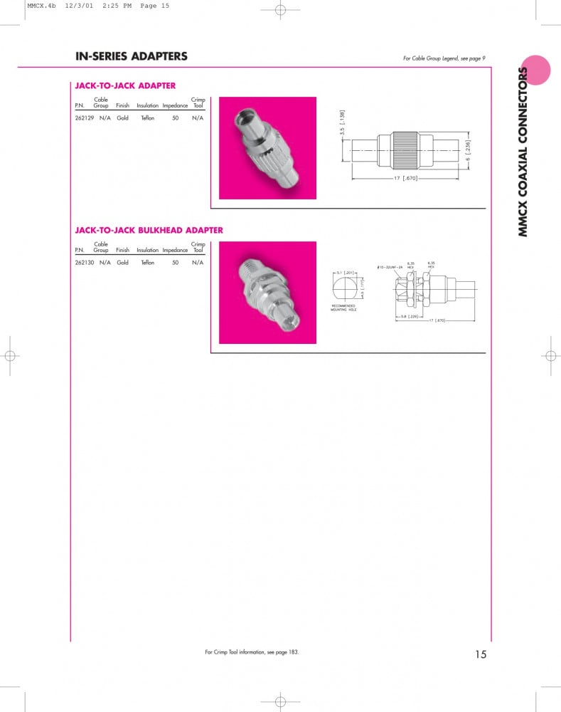 Amphenol MMCX documentation page 9
