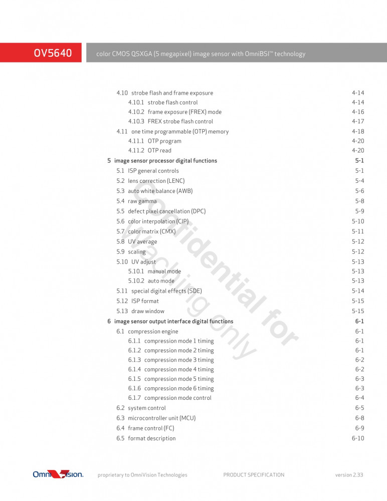 OV05640-A71A-1B datasheet page 6