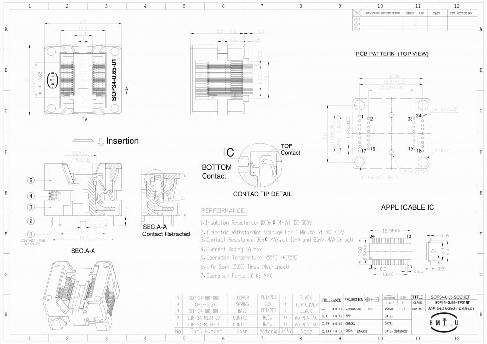 HMILU ssop30(34)-0.65 technical document page