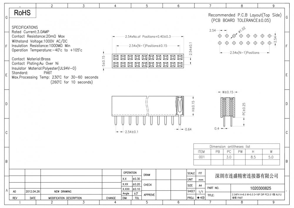 Liansheng 1020300825 technical drawing