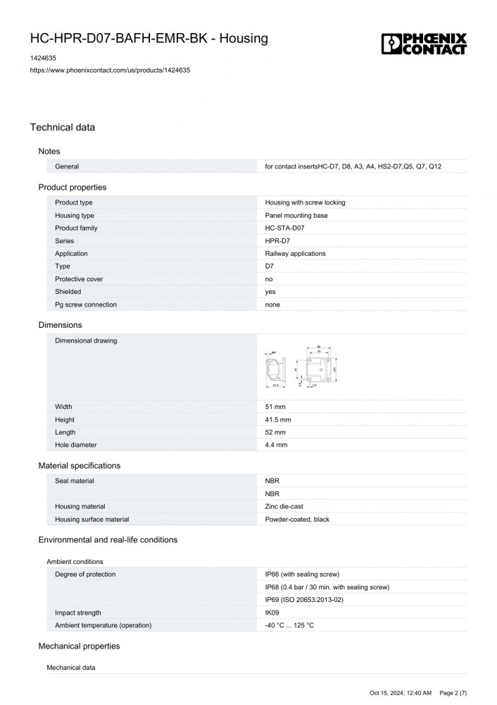 Phoenix Contact 1424635 technical document page 2