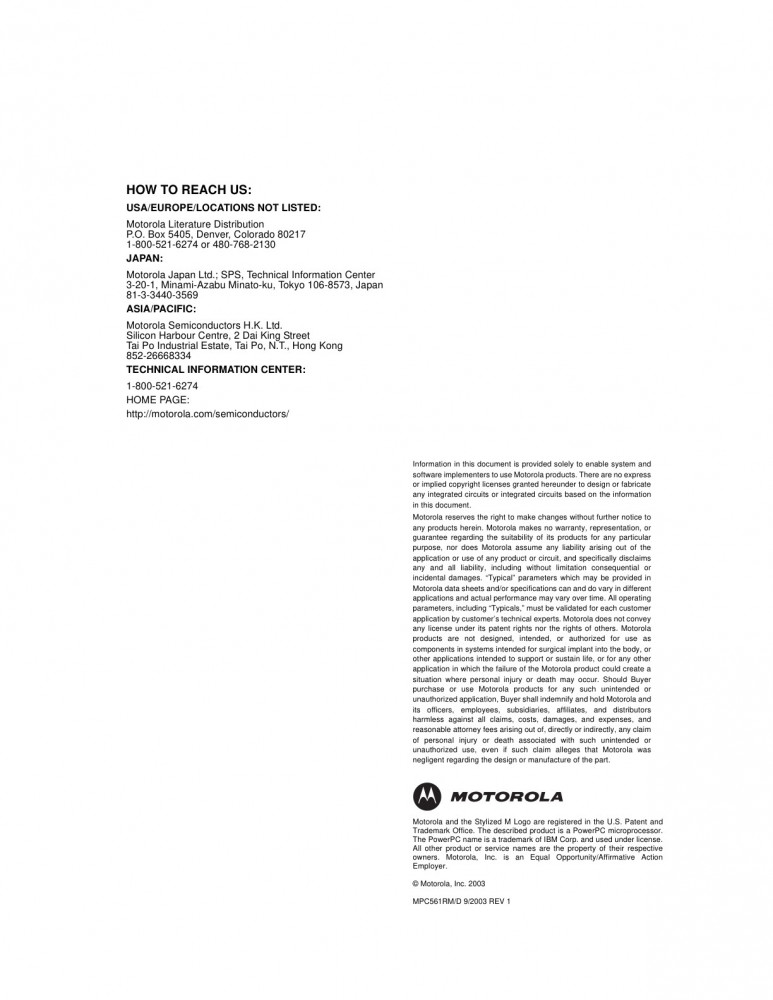 MPC561/MPC563 reference manual page 2
