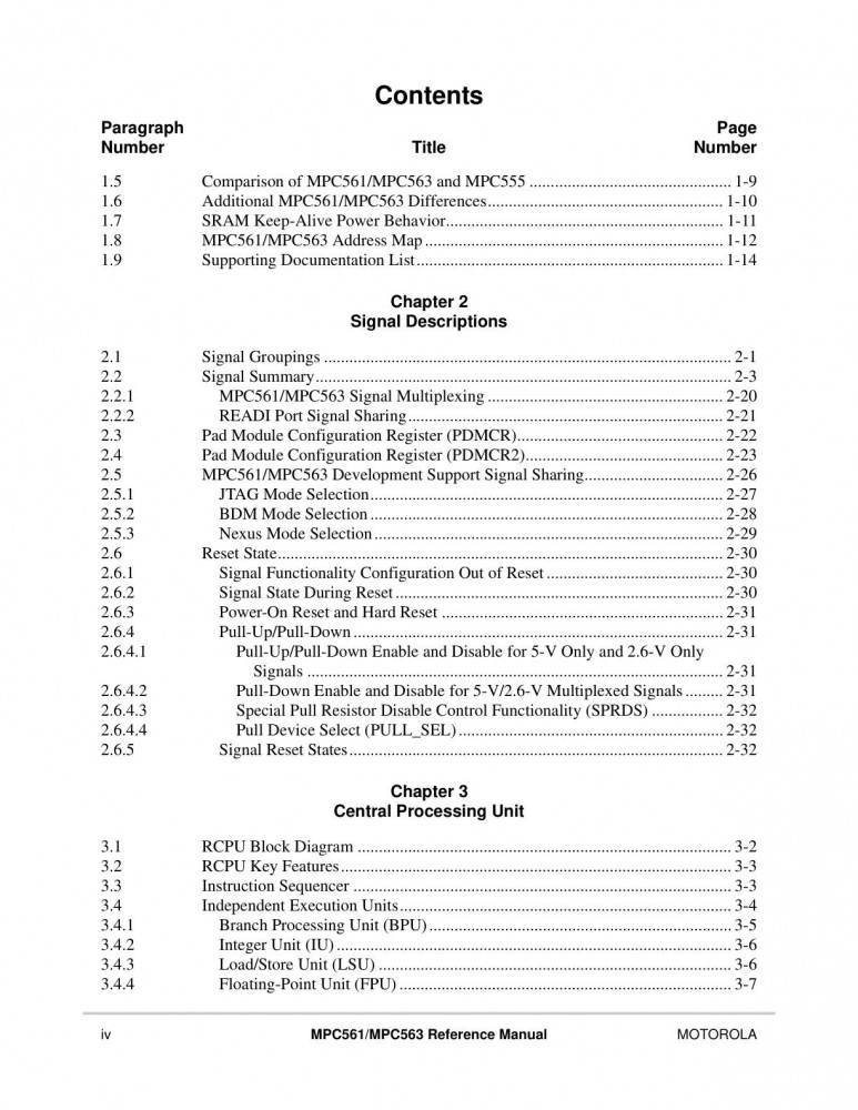 MPC561/MPC563 reference manual page 4