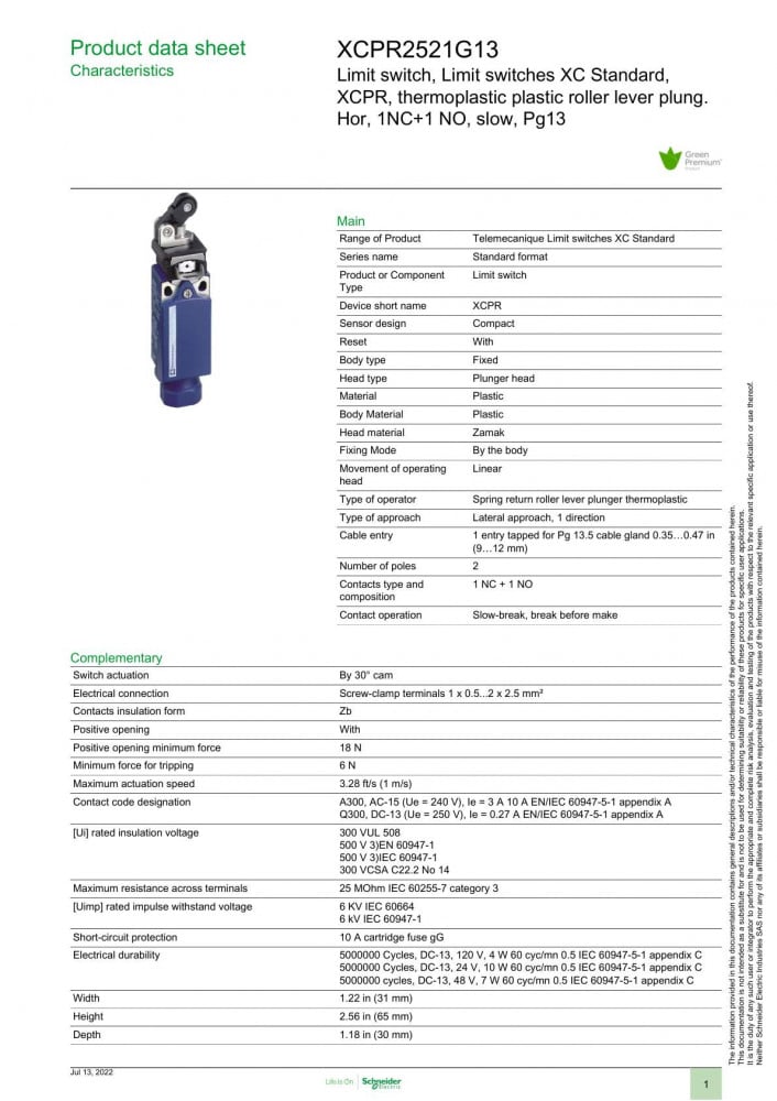 XCPR2521G13 technical document page 1