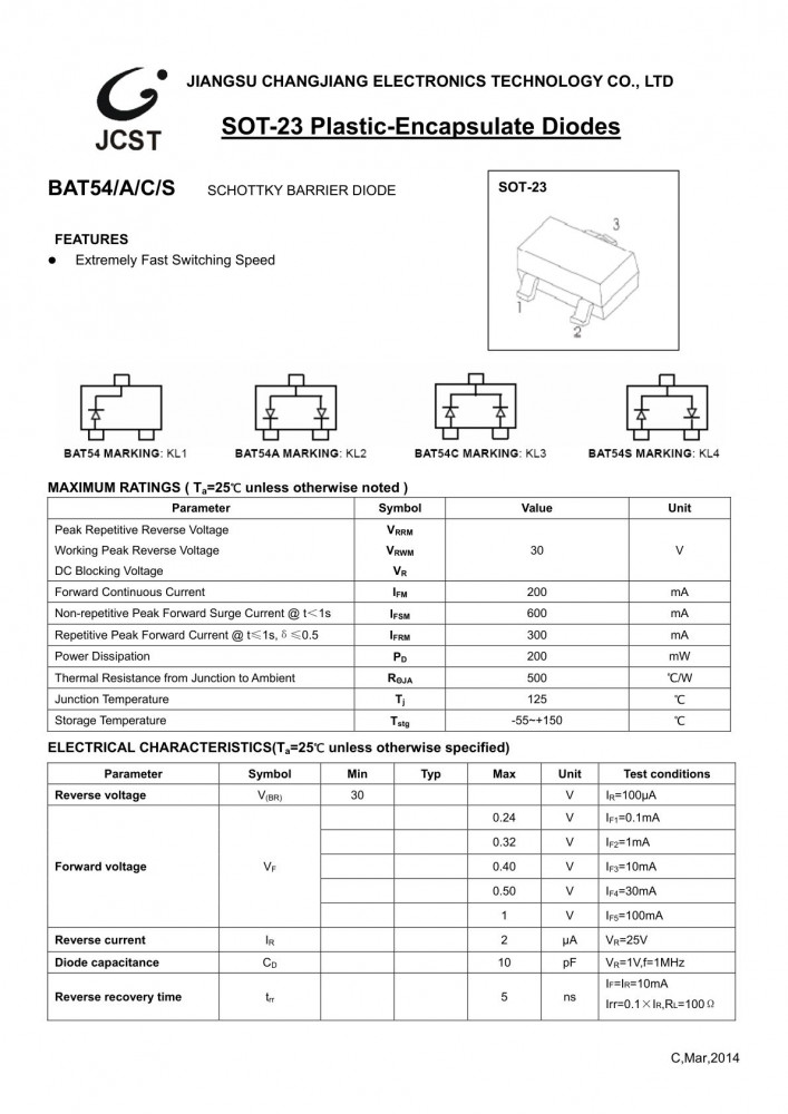 JSCJ BAT54 datasheet page 1
