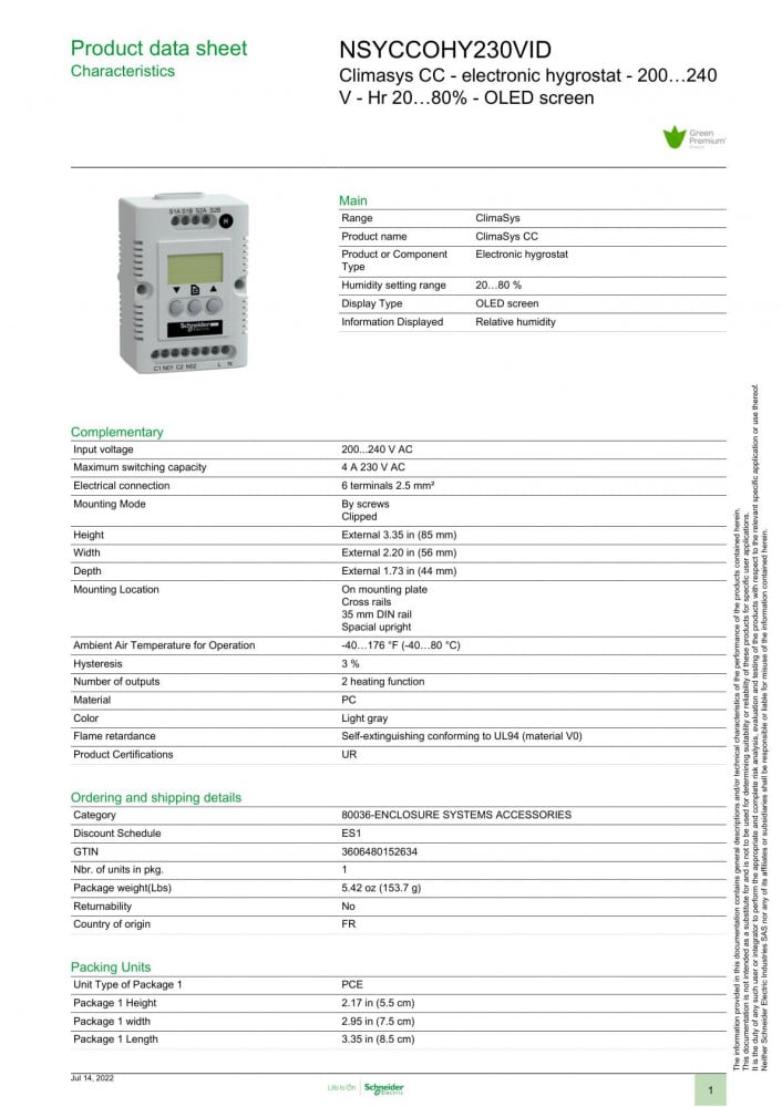 NSYCCOHY230VID technical document page 1