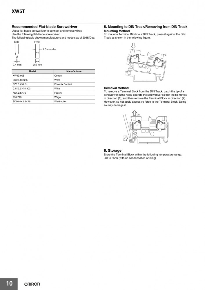 OMRON XW5E documentation page 10