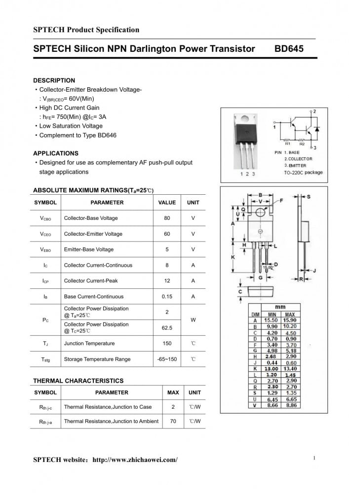 BD645 datasheet page 1