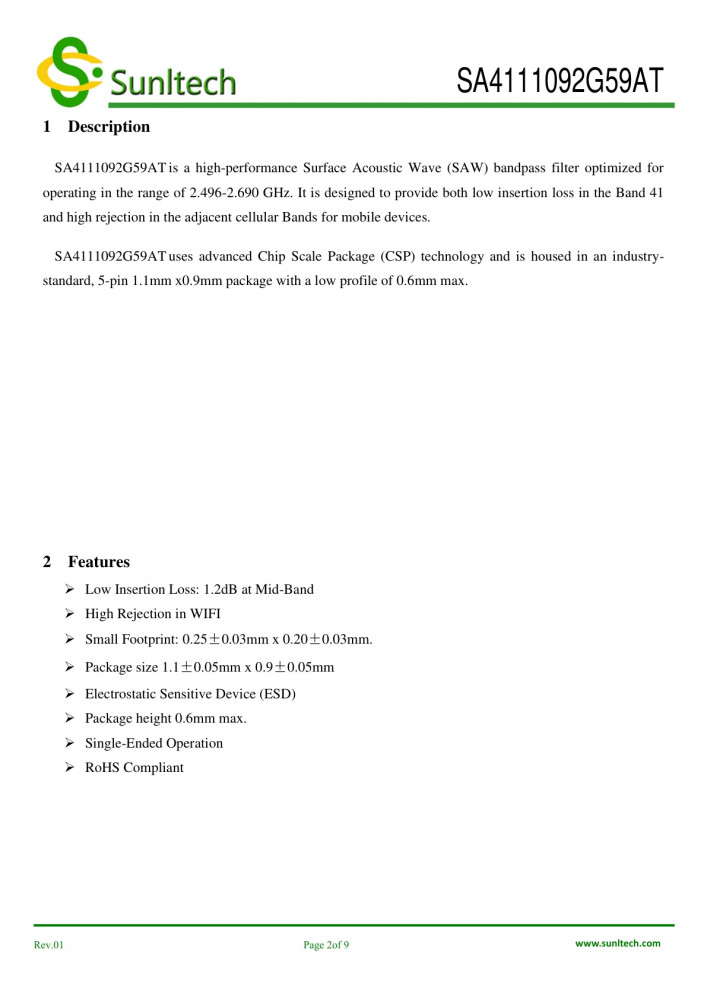 SA4111092G59AT datasheet page 2