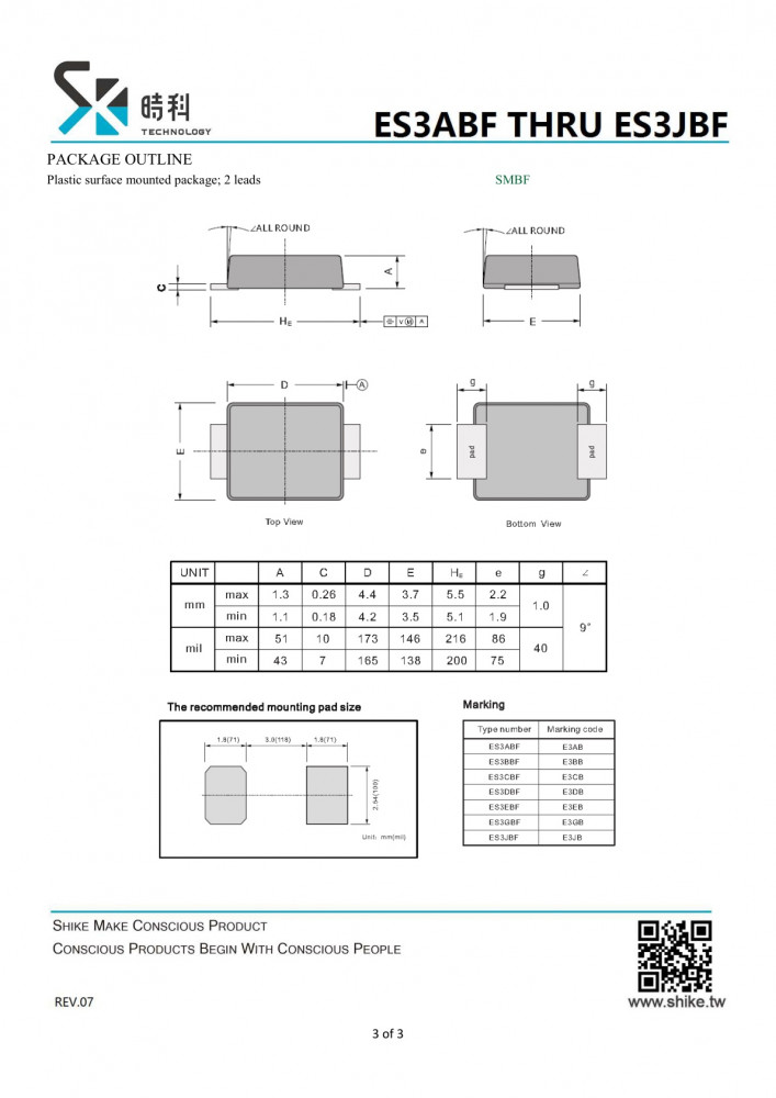 ES3GBF datasheet page 3