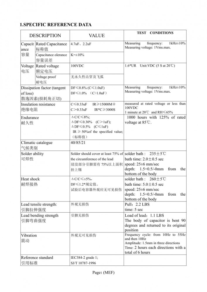 Jimson MEF specification page 2