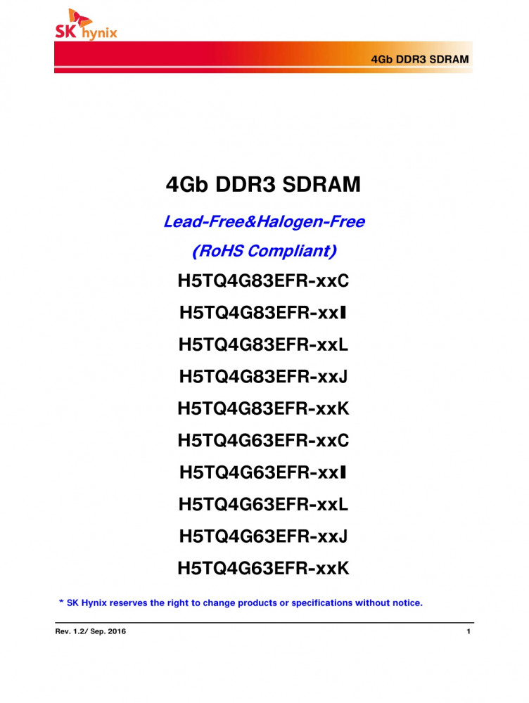H5TQ4G63EFR-RDC datasheet page 1
