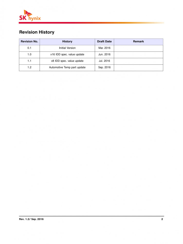 H5TQ4G63EFR-RDC datasheet page 2