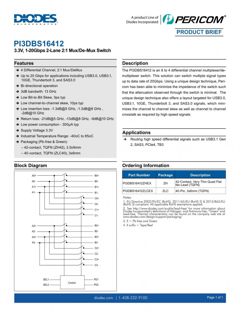 PI3DBS16412 product document preview