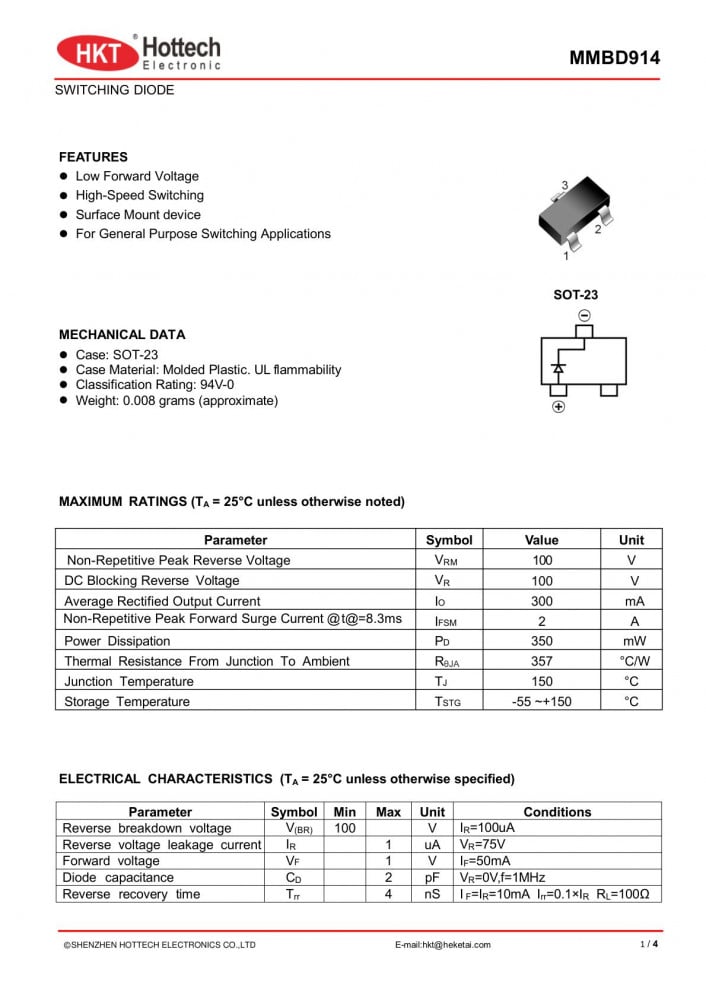 MMBD914 datasheet page 1