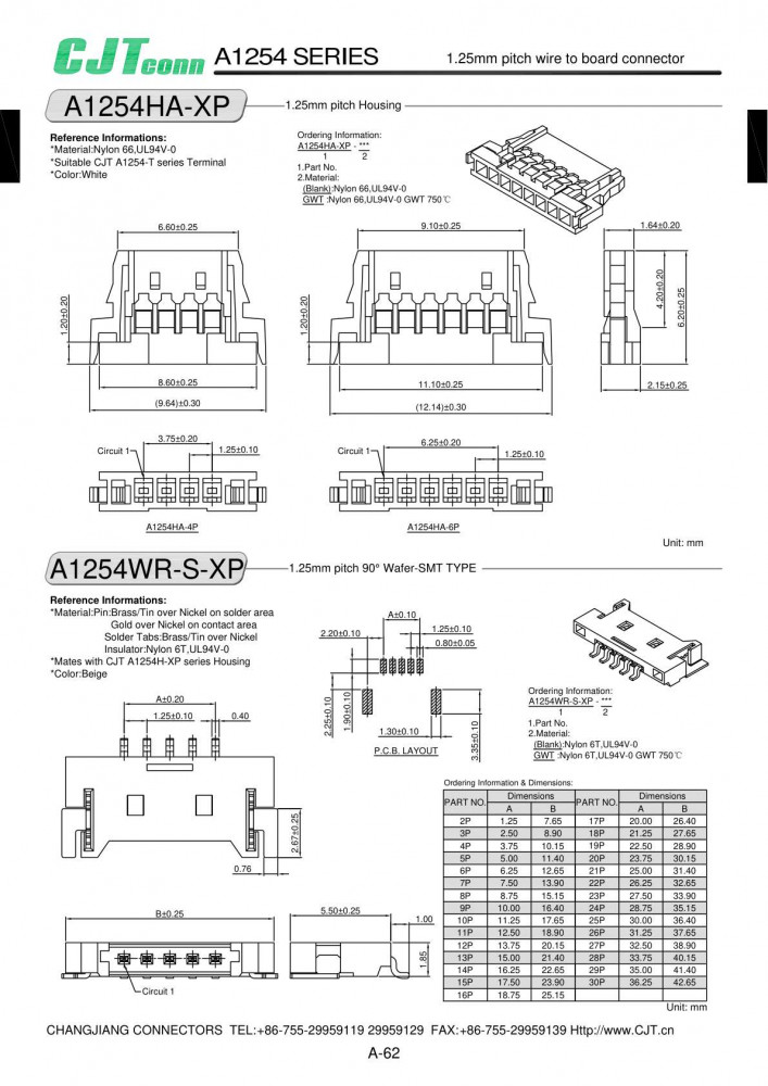 CJT A1254H-6P technical document page 3