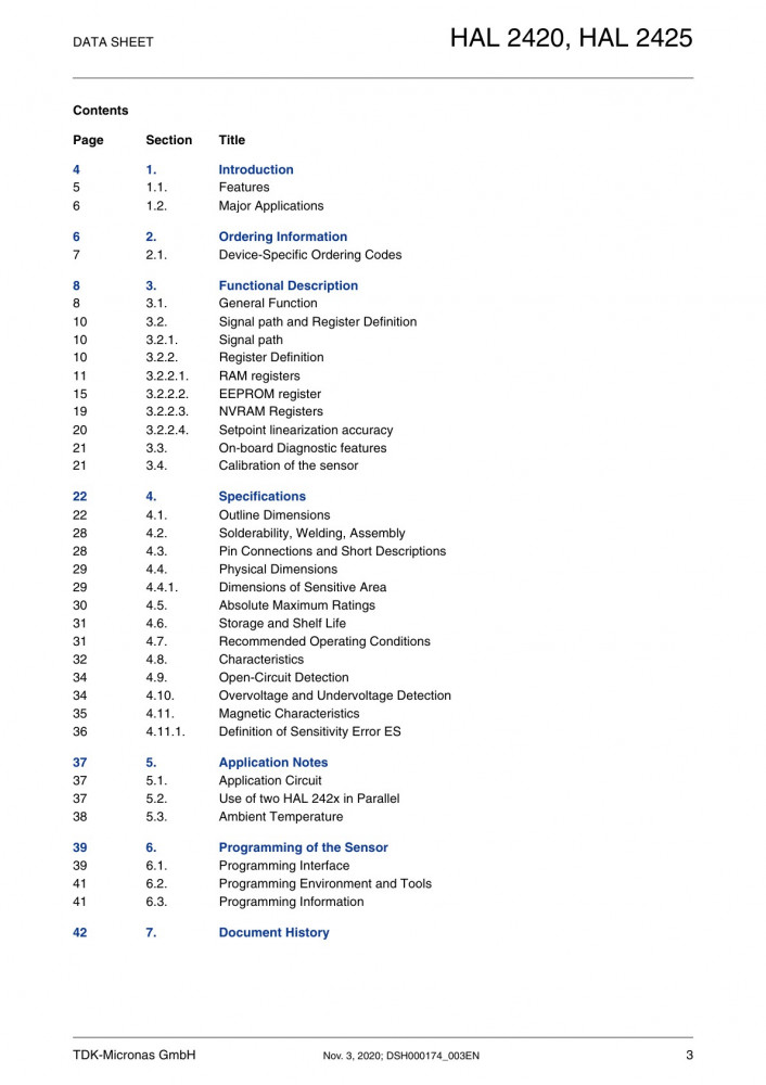 HAL 2425 datasheet preview, page 3