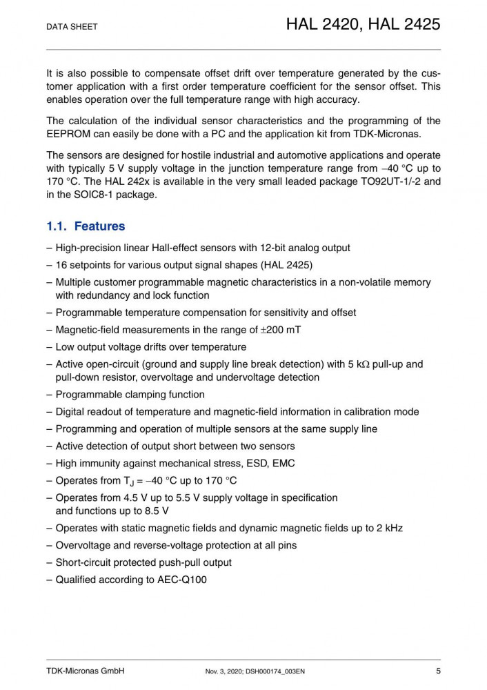 HAL 2425 datasheet preview, page 5