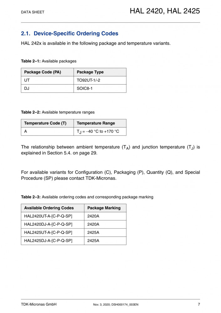 HAL 2425 datasheet preview, page 7