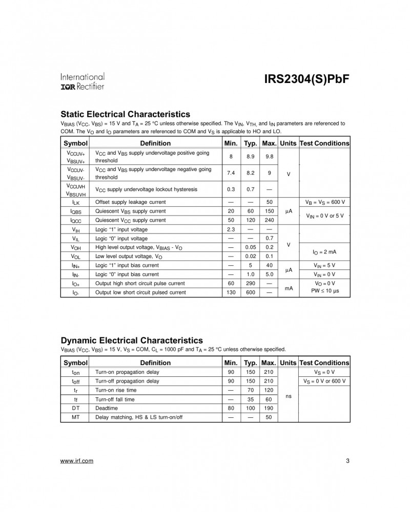 IRS2304 datasheet page 3
