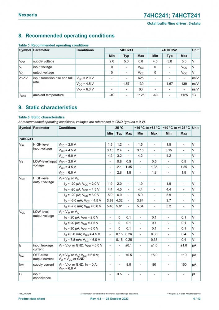 74HC241D datasheet page 4