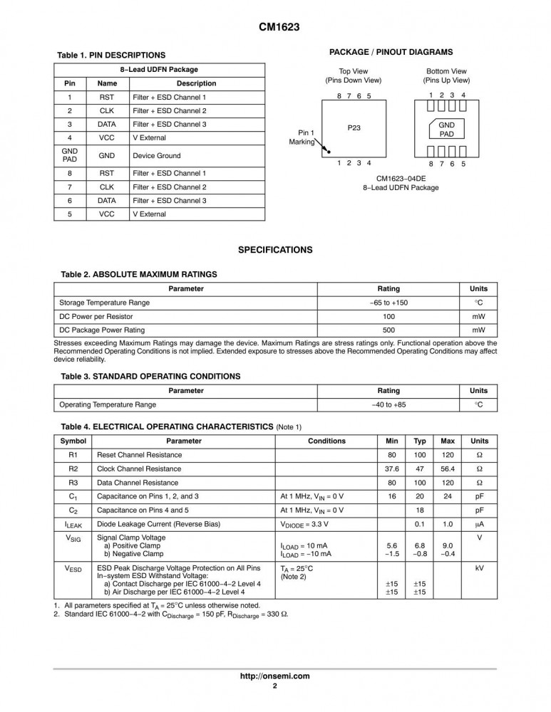 CM1623 datasheet page 3