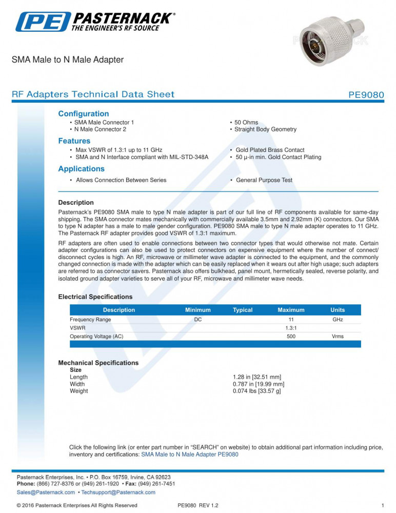 PE9080 technical document page 1