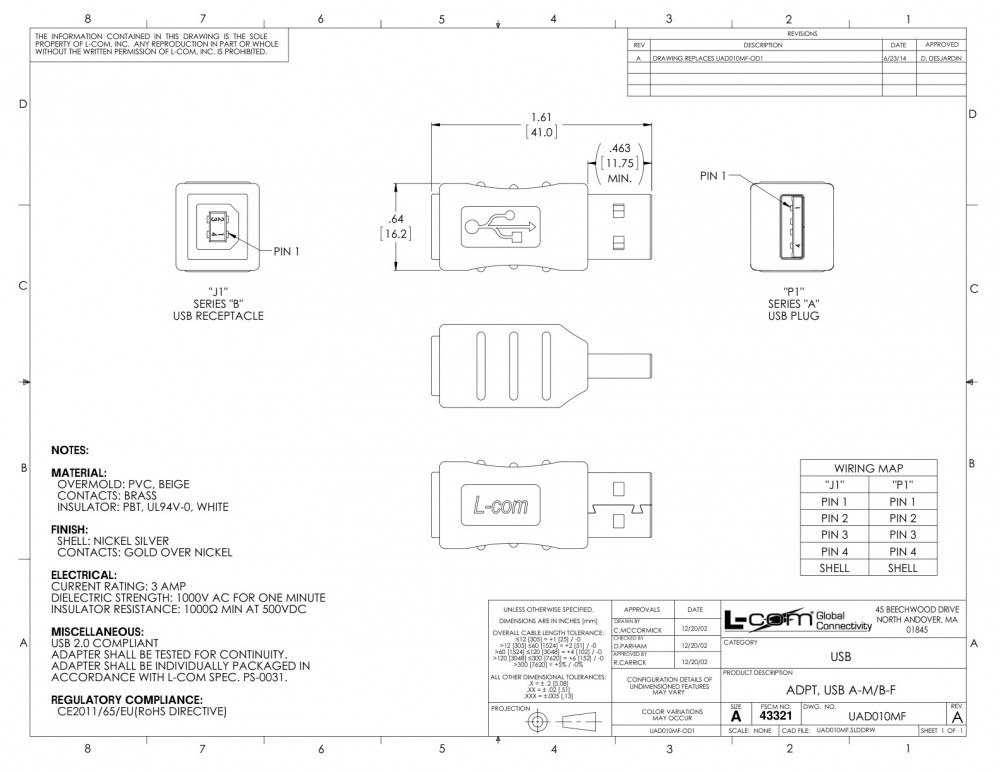 L-com UAD010MF drawing preview