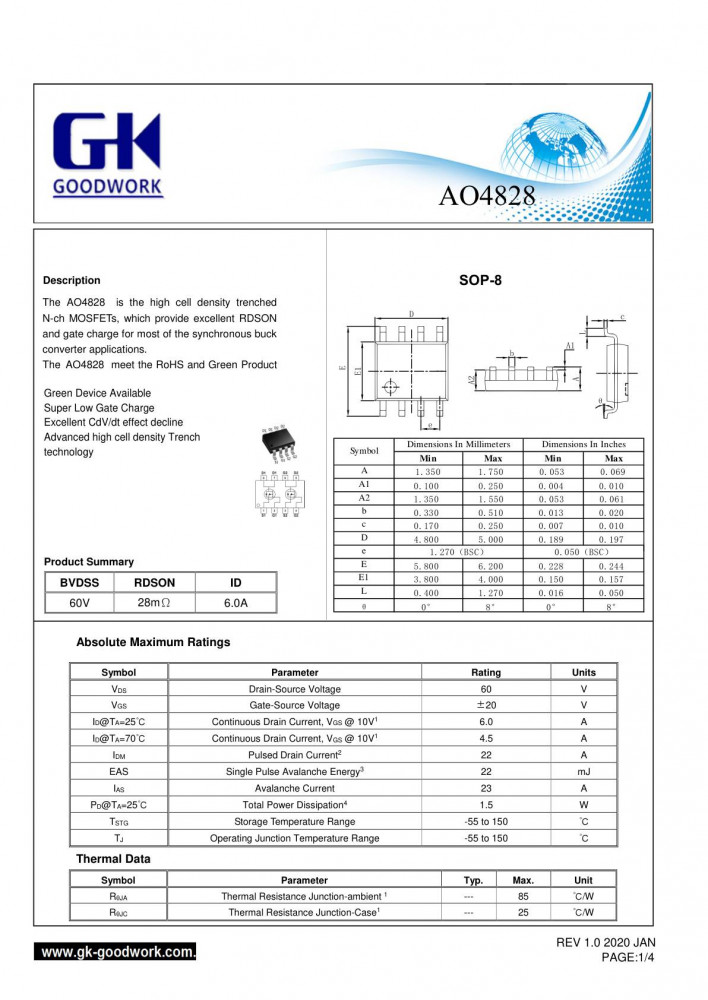 AO4828-GK datasheet page 1