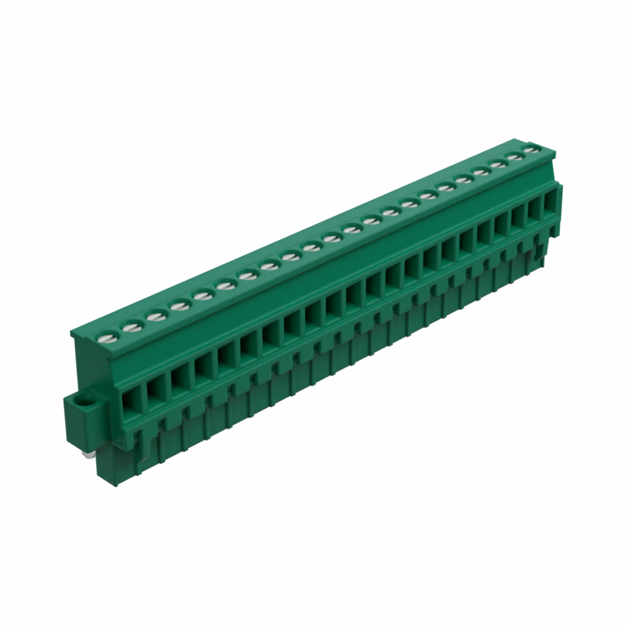 5.00mm Pitch Eurostyle Vertical Plug, with Retention Screws and Reverse Imprinting, Front Wire Entry, Green Housing, 22 Circuits for sale