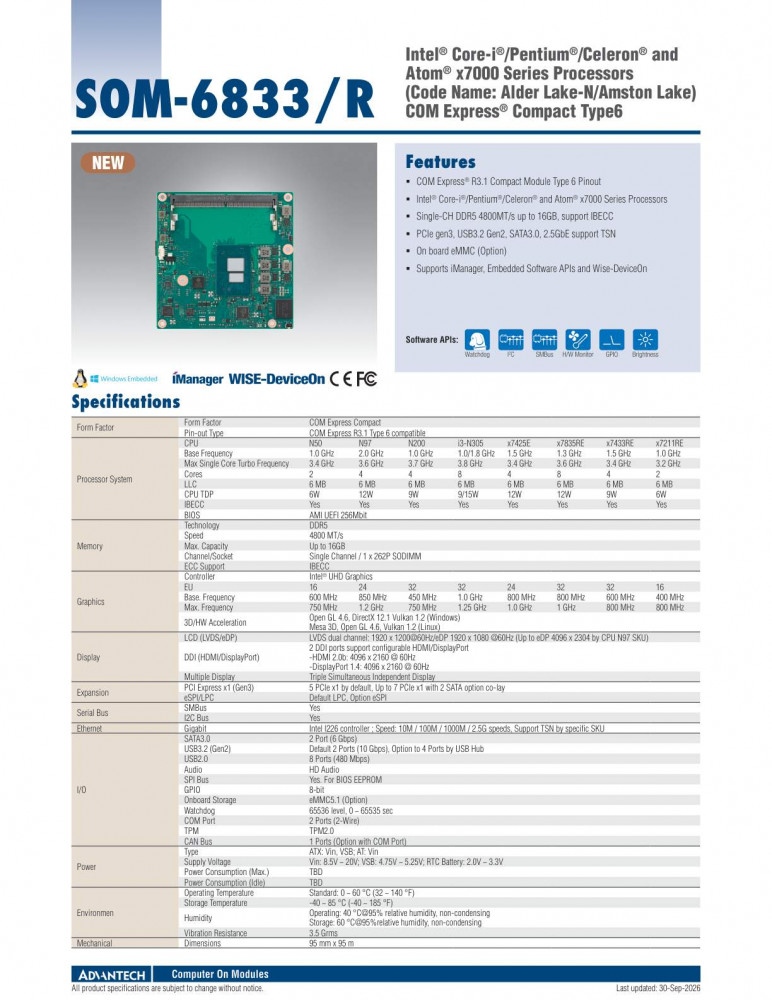 SOM-6833 technical document page 1