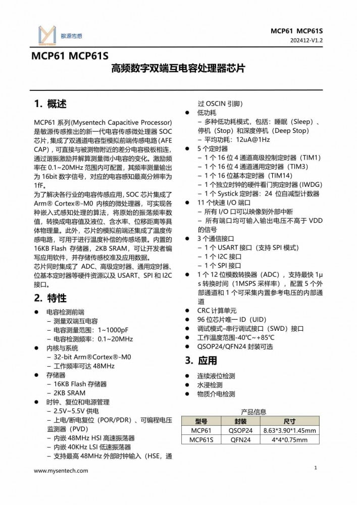 MCP61S datasheet page 1