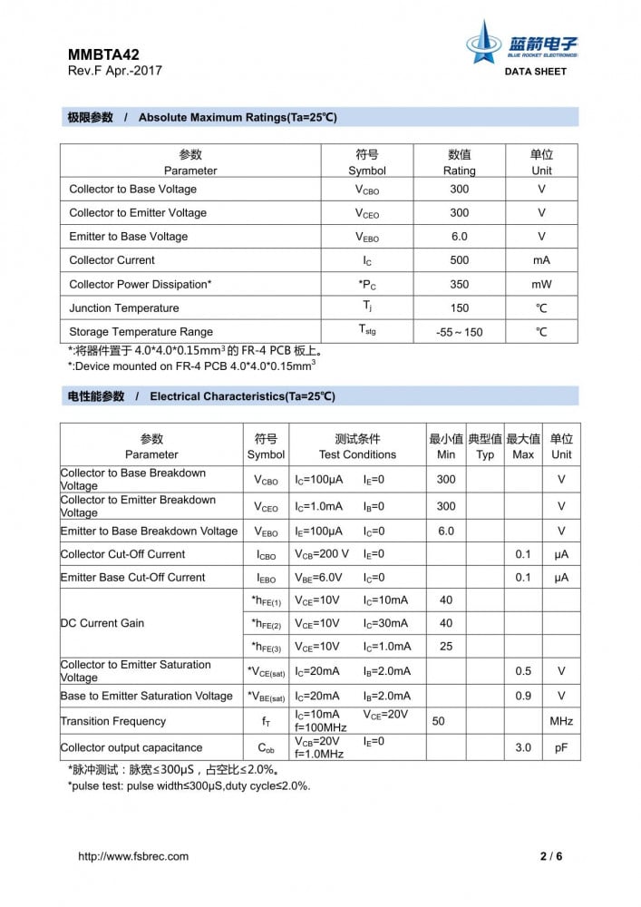 MMBTA42 datasheet page 2