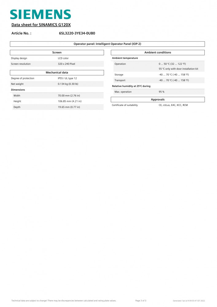 SINAMICS G120X datasheet page 3
