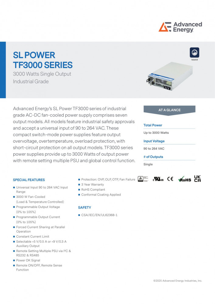 TF3000 series datasheet page 1