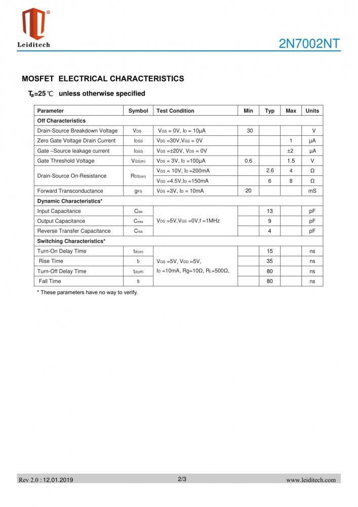 2N7002NT datasheet page 2