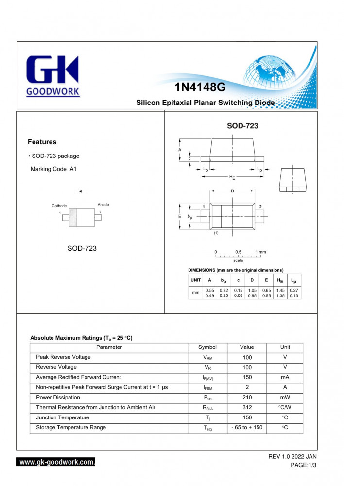 GOODWORK 1N4148G datasheet page 1
