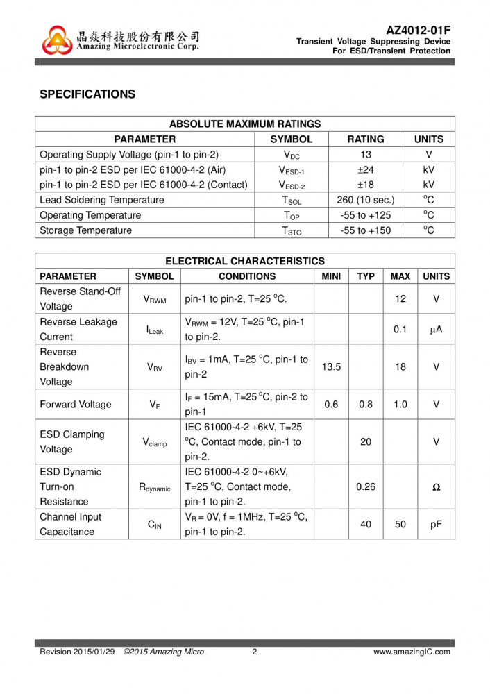 AZ4012-01F datasheet page 2