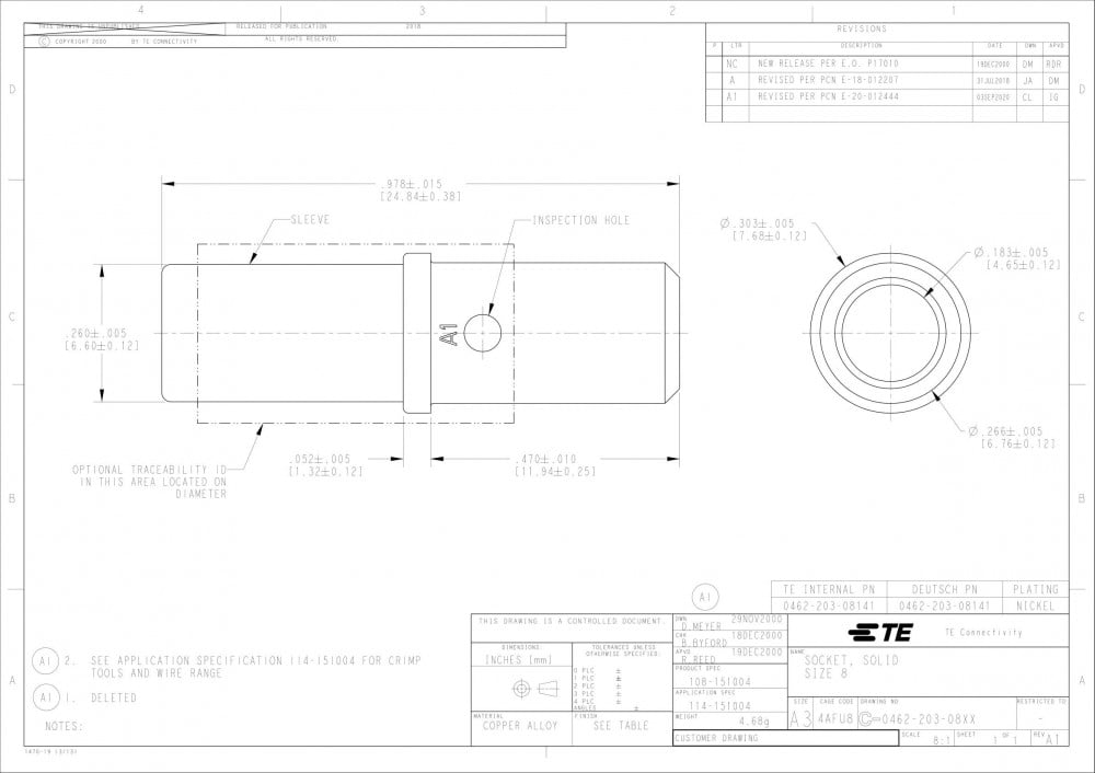 TE Connectivity 0462-203-08141 customer drawing
